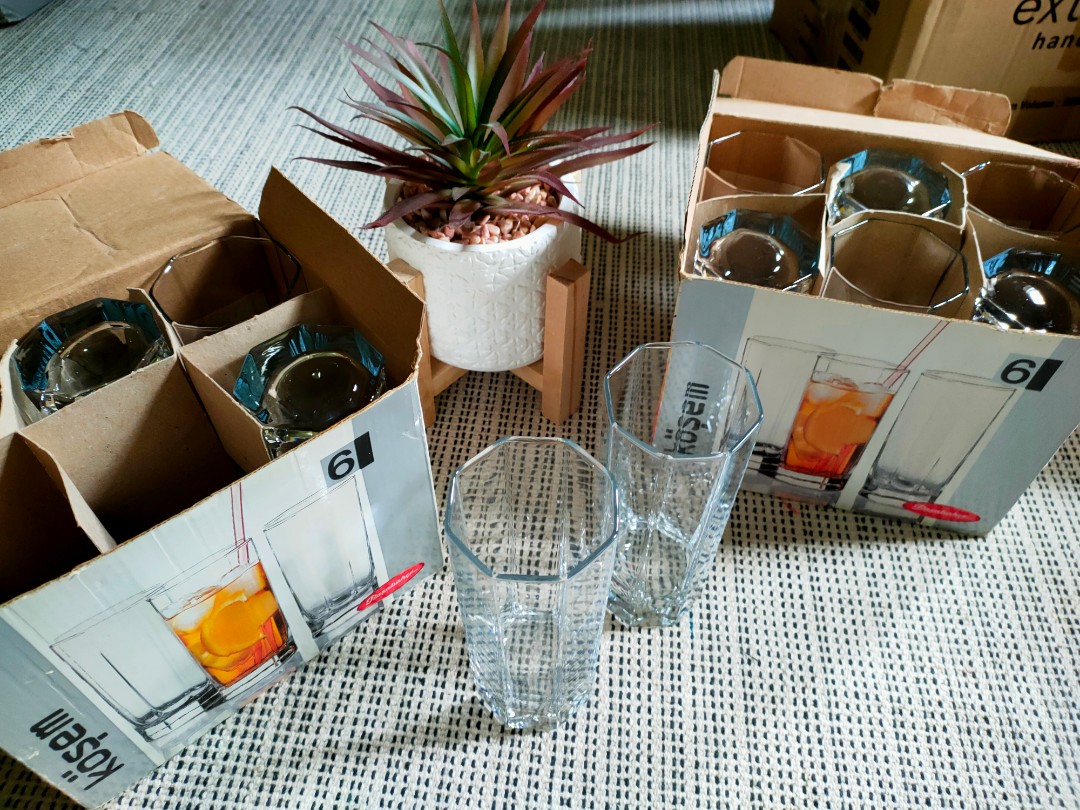OCTAGON SHAPE GLASSES. MADE IN TURKEY. PRICE PER BOX., Furniture & Home ...