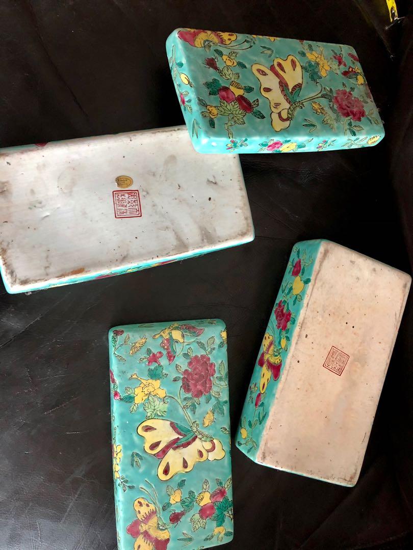 Rare Pair of Beautiful Nonya butterfly Porcelain box, Women's Fashion ...