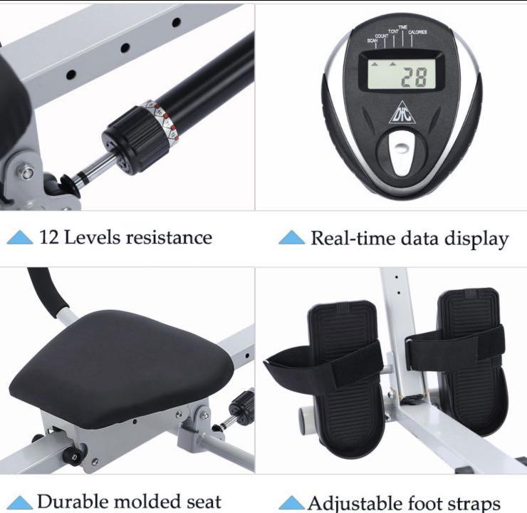 Rowing machine 12 levels of resistance foldable rowing machine, Sports ...