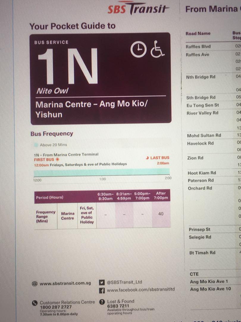 [Read Description] SBS Transit Nite Owl Bus Guides, Bulletin Board ...