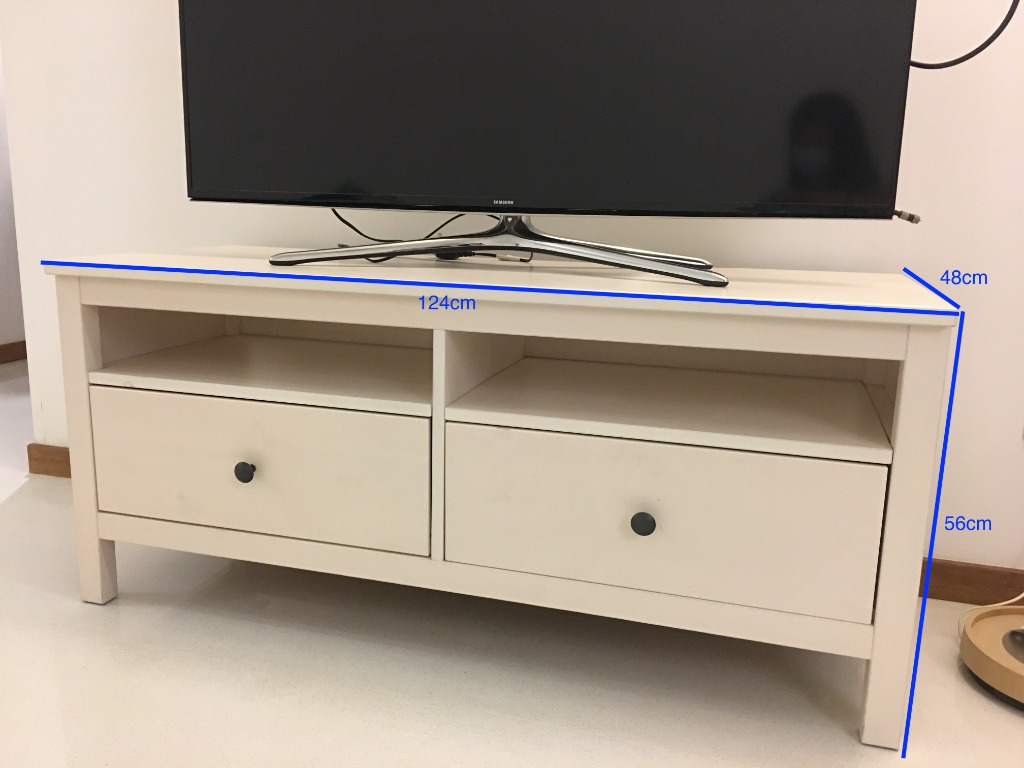 White TV console unit with drawers, Furniture & Home Living, Furniture ...