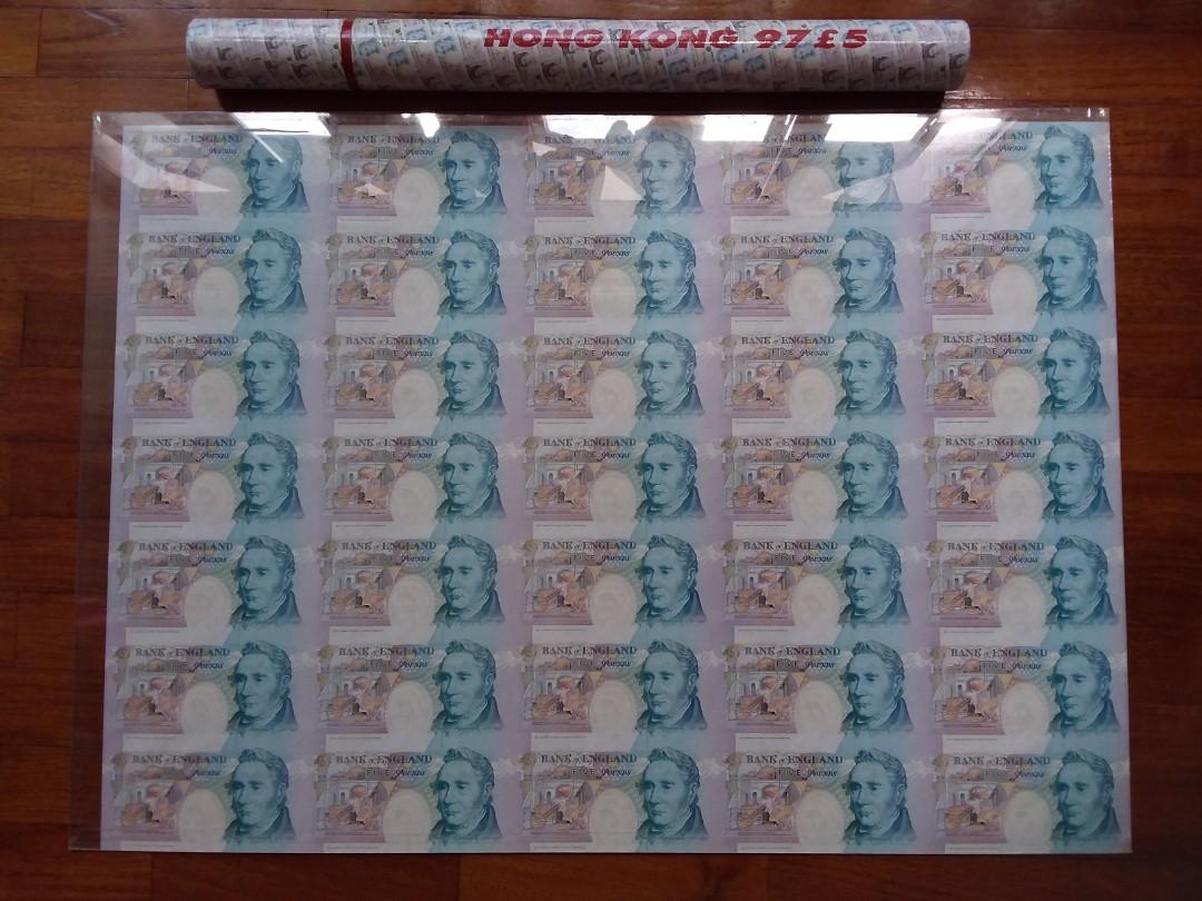 35-in-1 HK97 £5 Uncut Sheet is specially issued to commemorate the ...
