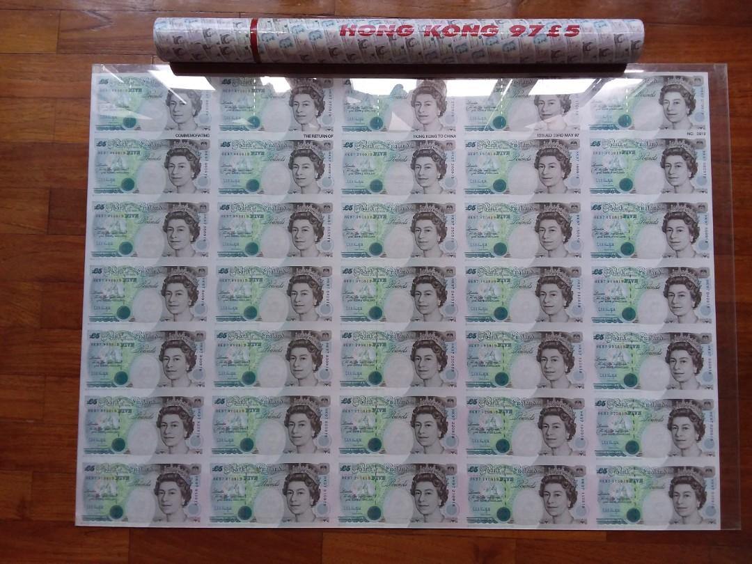 35-in-1 HK97 £5 Uncut Sheet is specially issued to commemorate the ...