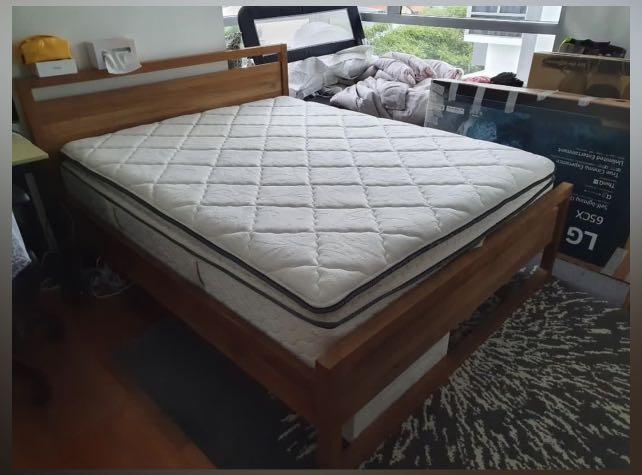 Rock solid wooden bed and Super comfy mattress , Furniture & Home ...