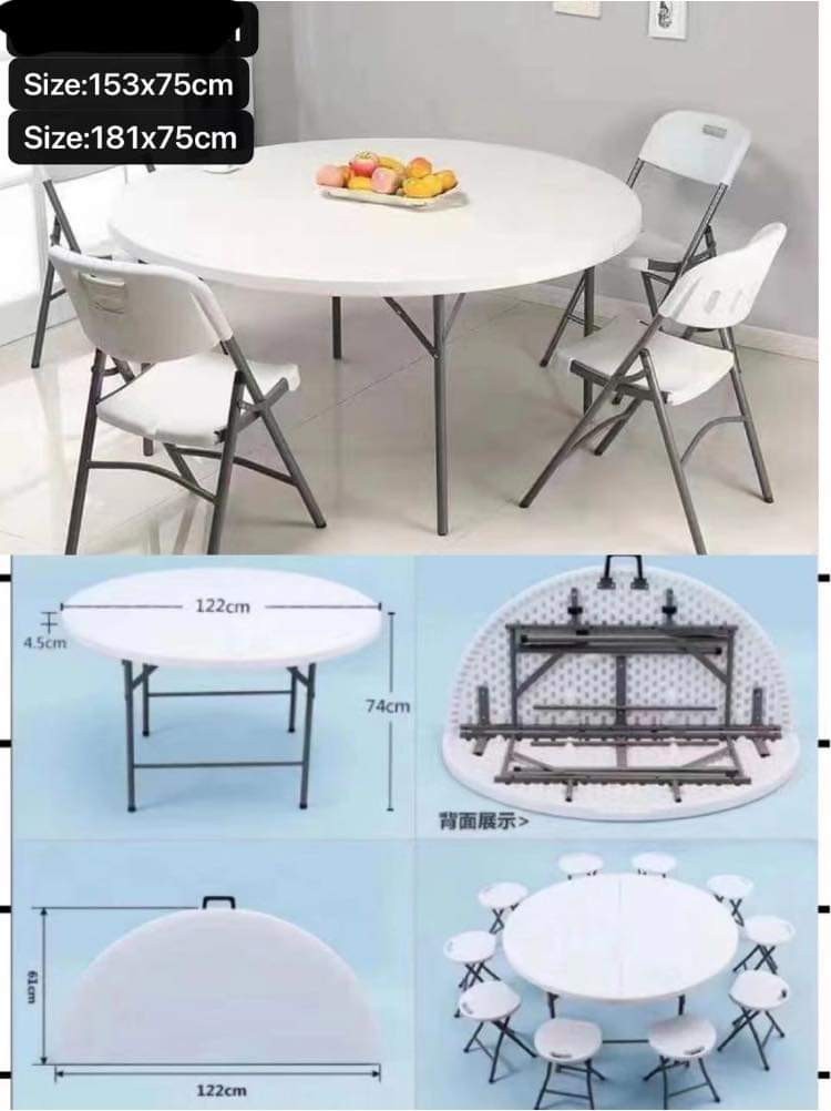Folding round table no chair, Furniture & Home Living, Furniture ...