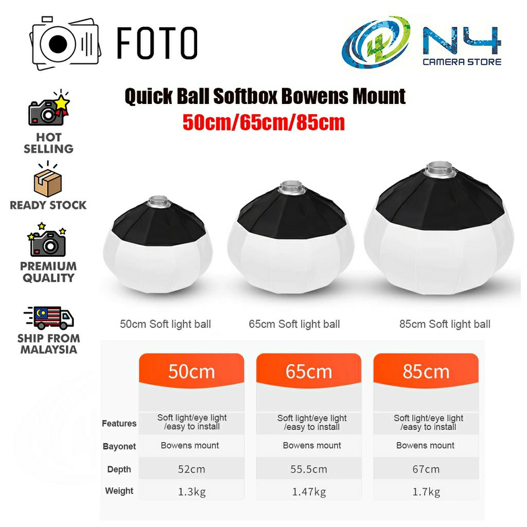 Foto Balloon Quick Ball Softbox 50/65/80cm Collapsible Sphere Softbox ...