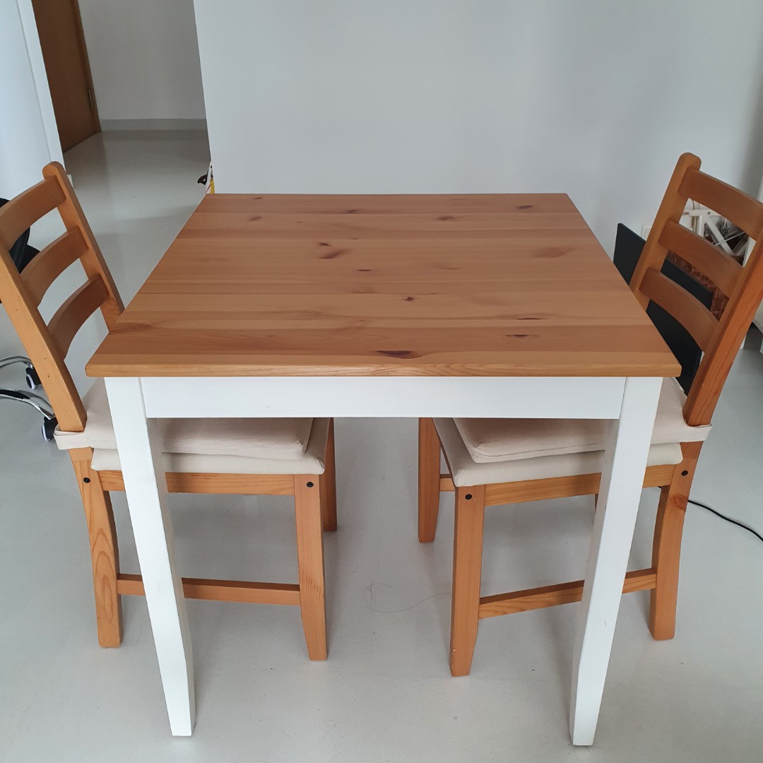 IKEA LERHAMN table and 2 chairs, Furniture & Home Living, Furniture ...