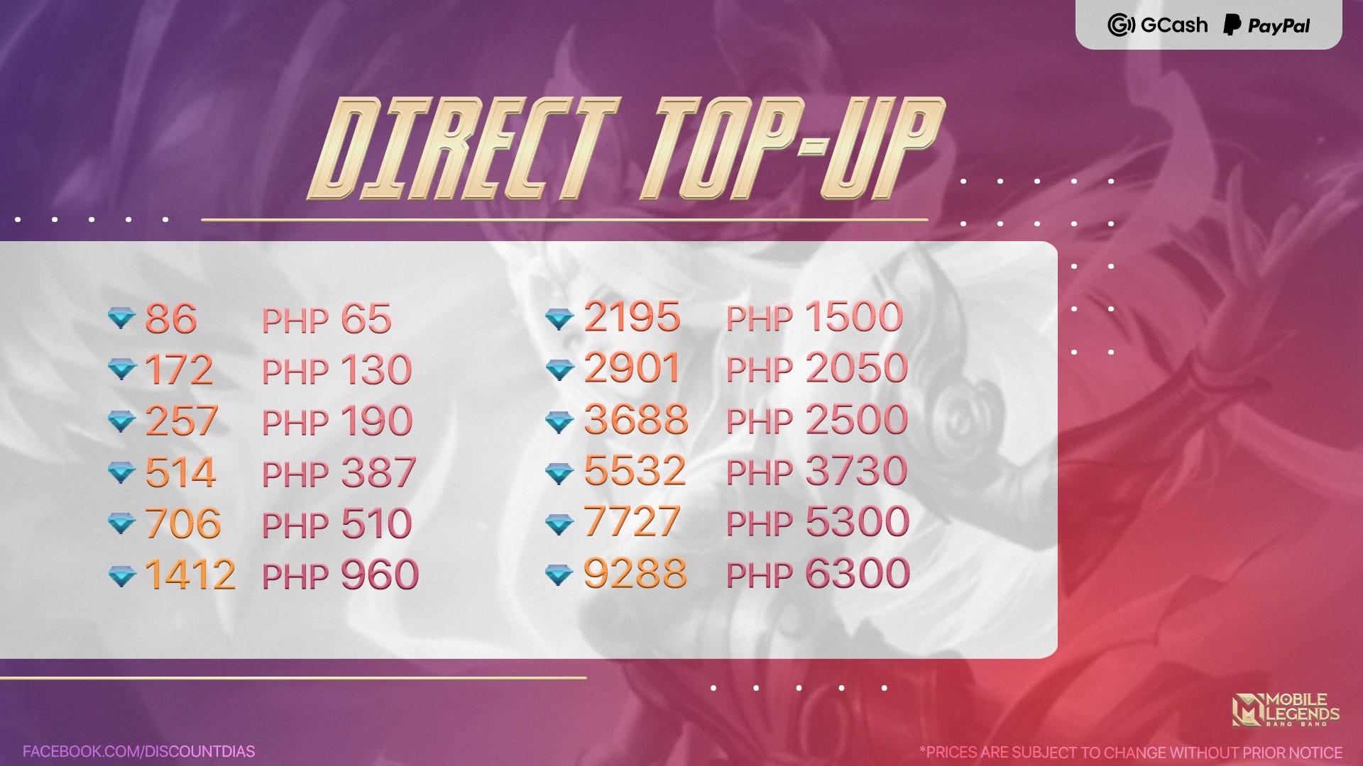 MOBILE LEGENDS (ML) Direct Top-Up Dias, Video Gaming, Video Games ...