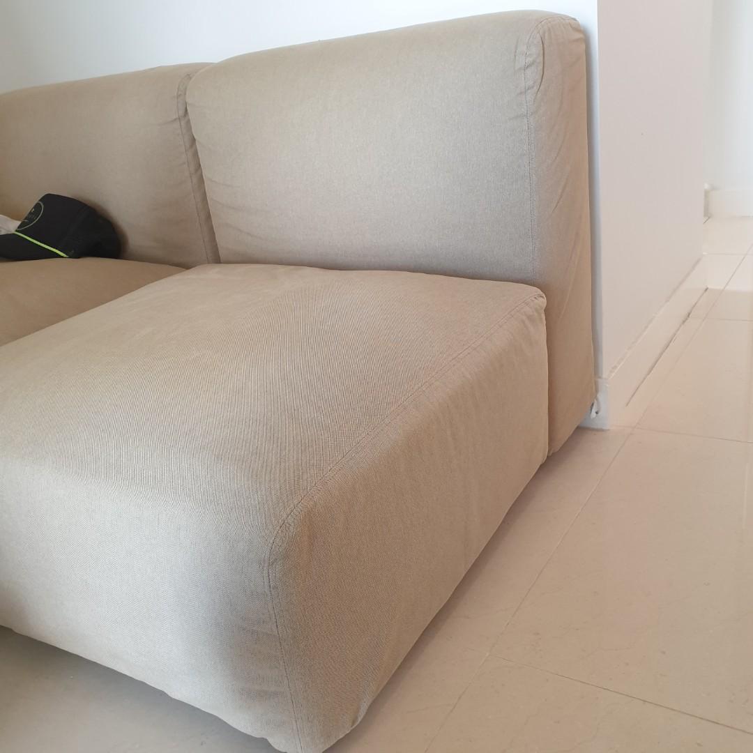 Muji unit sofa (modular) + quarter circle table, Furniture & Home ...