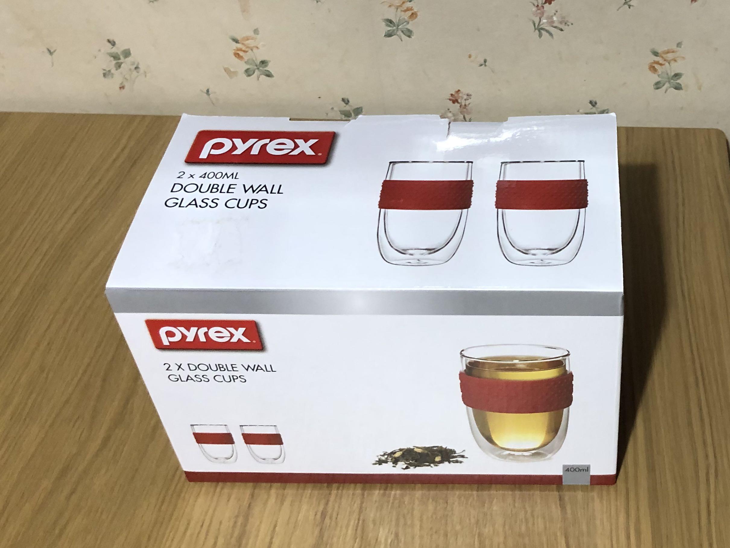 PYREX Double Wall Glass Cups, Furniture & Home Living, Kitchenware ...