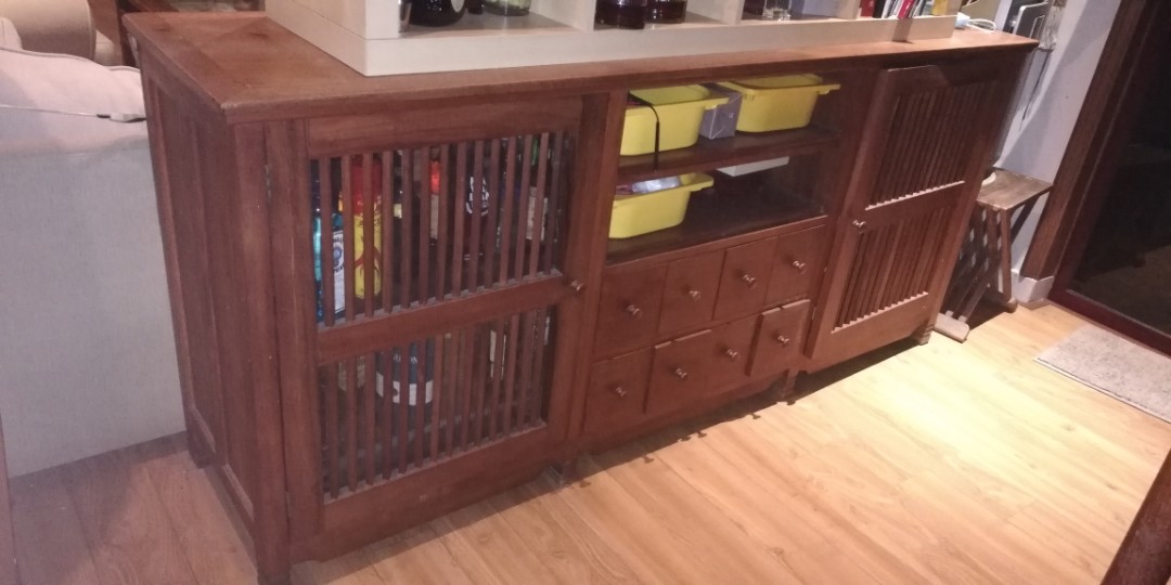 Teak counter divider, with cabinets and drawers., Furniture & Home ...