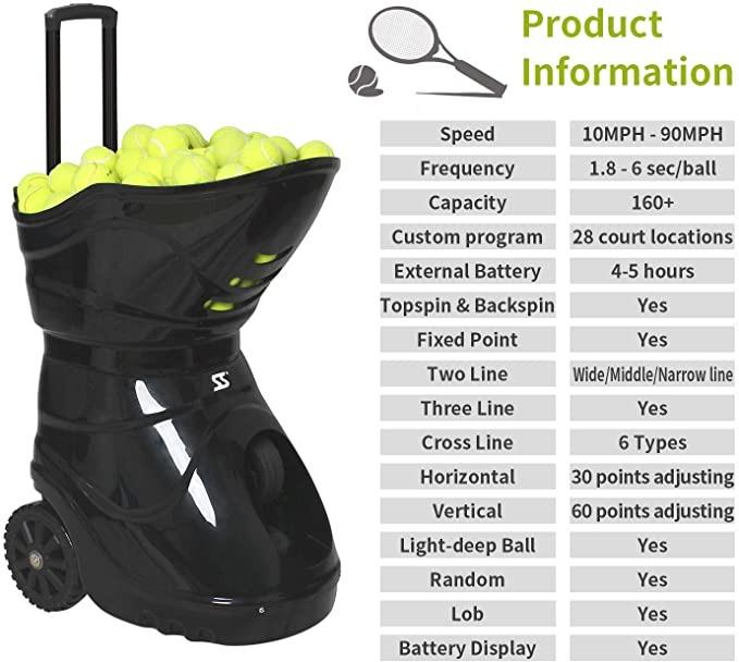 Tennis Ball Machine Portable Automatic Ball Launcher Tennis Practice ...