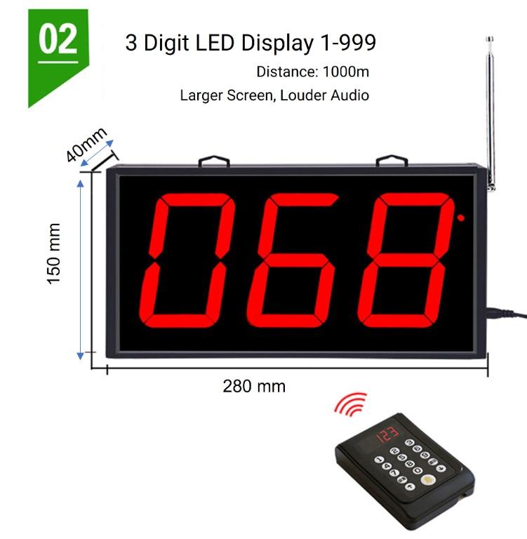 [FREE DELIVERY] Wireless Queue Number Display Calling System 3 Digit Bubble Tea Hawker POS ...