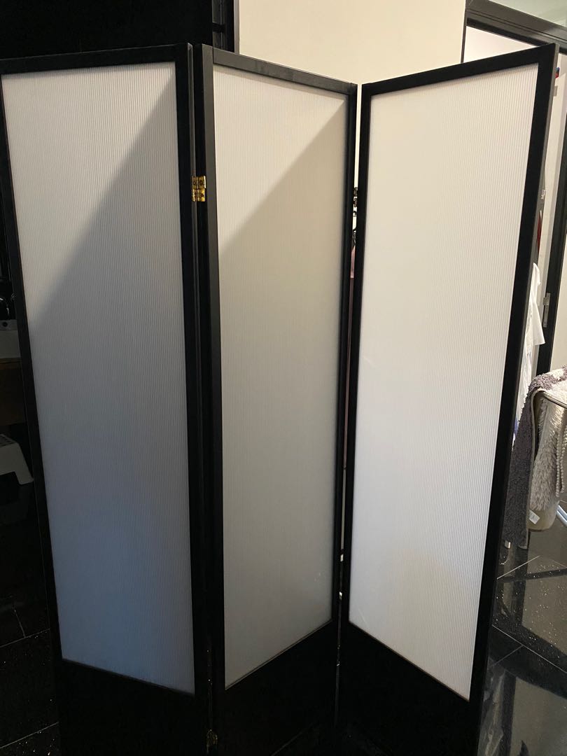3-panel folding privacy screen / partition, Furniture & Home Living ...