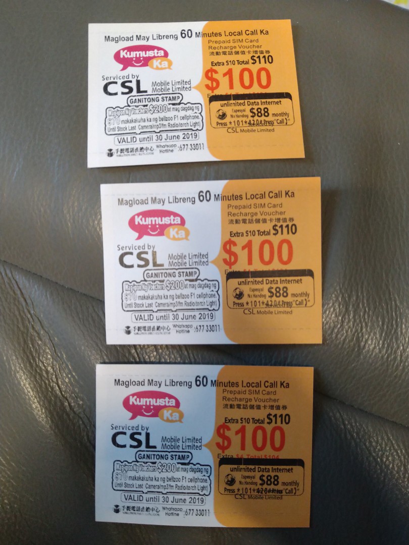 CSL kumusta ka 儲值卡, 手提電話, 電話及其他裝置配件, Sim 卡 - Carousell