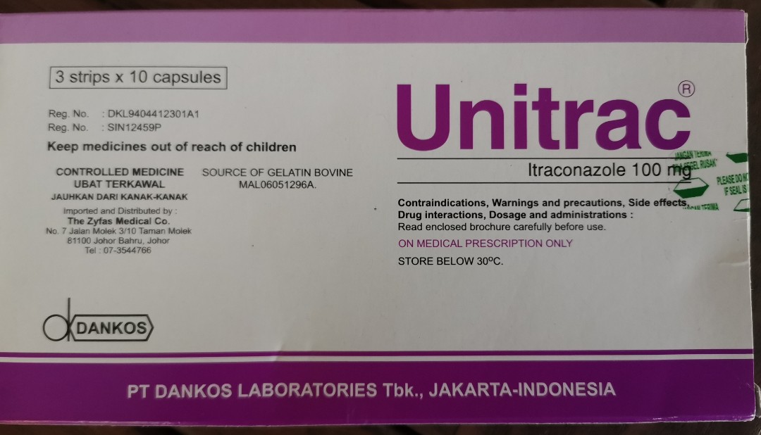 Itraconazole 100mg Antifungal. Brand Unitrac, Health & Nutrition ...