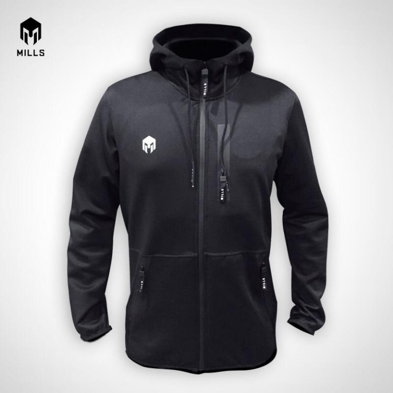 Jacket MILLS Original Jaket Olahraga Thunder 8003 Black, Fesyen Pria ...