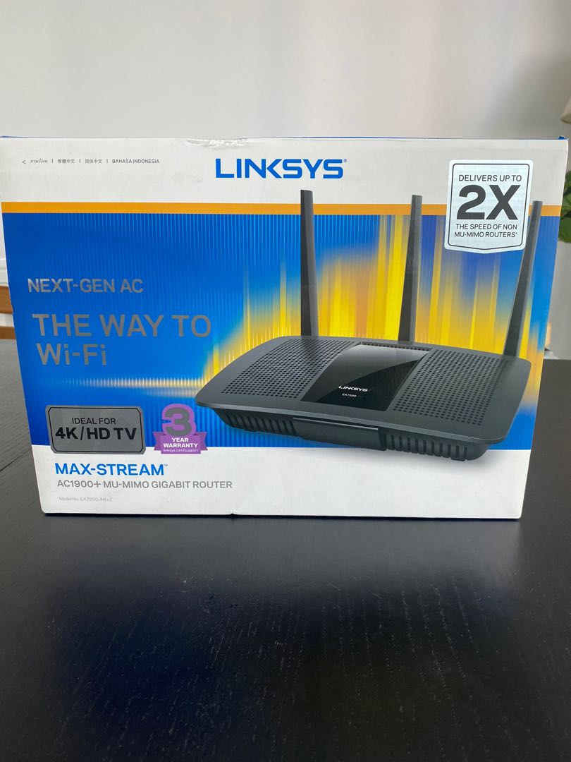 Linksys EA7500-AHv2 Max-Stream™ AC1900+ MU-MIMO Gigabit Wi-Fi Router ...