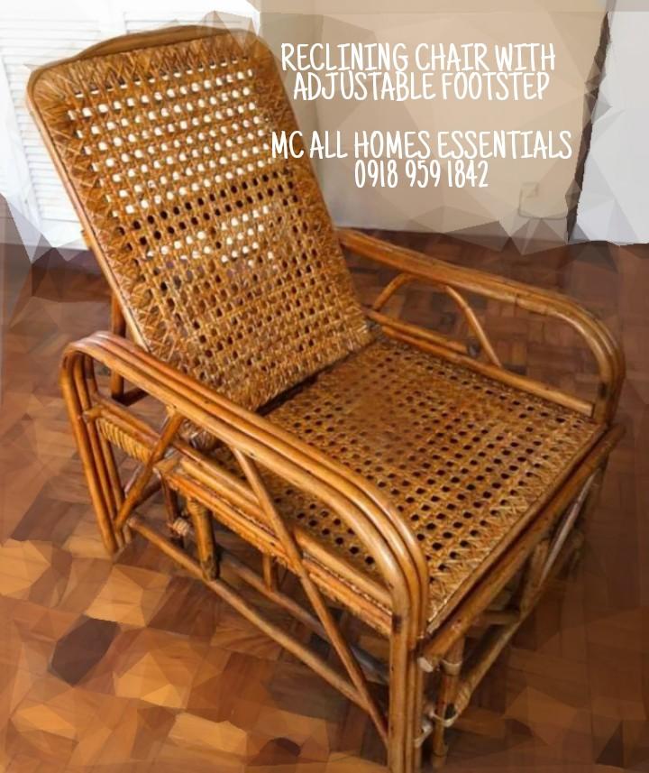 Native Rattan Reclining Chair with Adjustable Stool, Furniture & Home ...