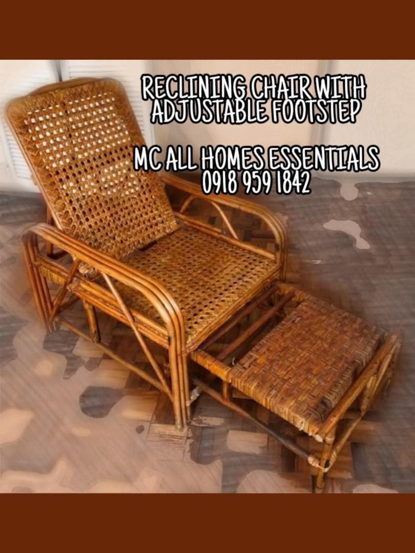 Native Rattan Reclining Chair with Adjustable Stool, Furniture & Home ...