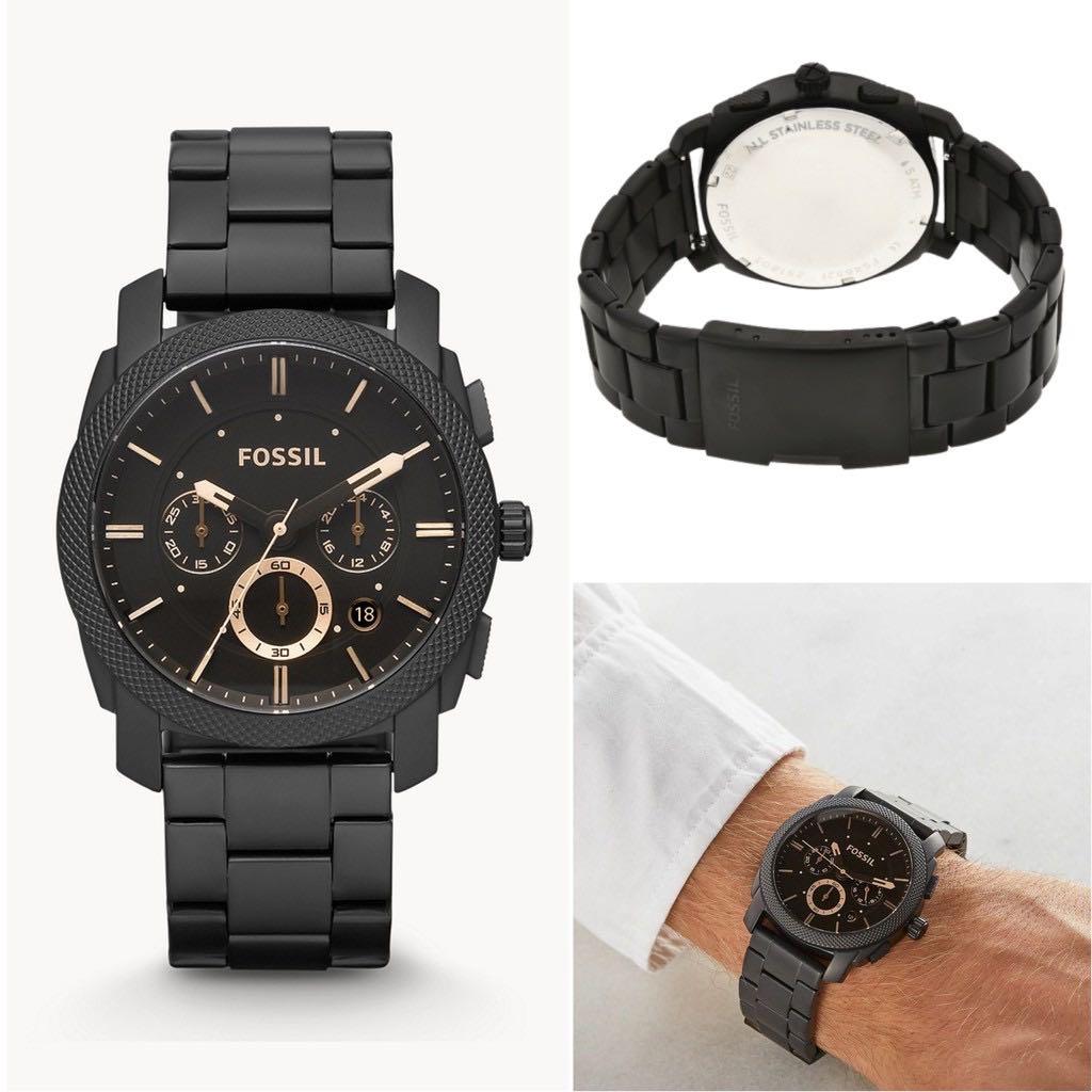 Original 100% Fossil Watch Men Black Fs4682, Fesyen Pria, Jam Tangan di ...