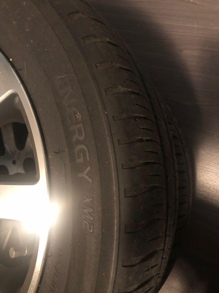 Stock vios 15inch rims+ tire $100 PRICE REDUCED, Car Accessories, Tyres ...