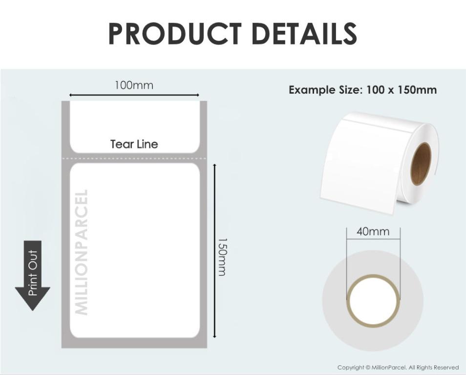 Thermal Printer Label | Sticker Label | Shipping Label 100 x 150mm ...