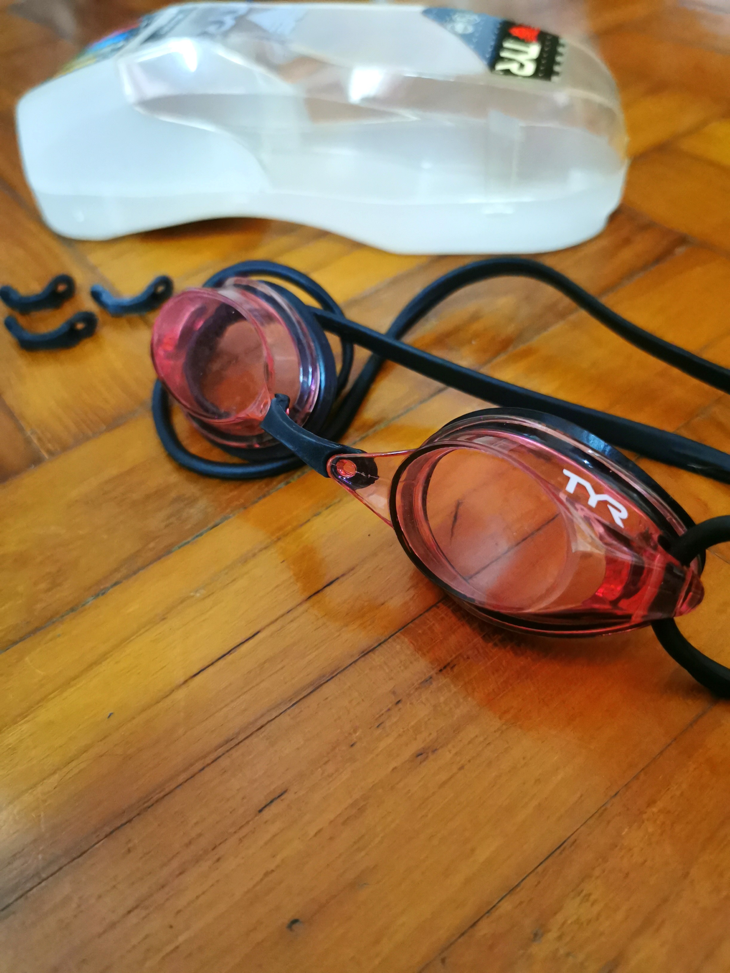 TYR red swimming goggles, Sports Equipment, Sports & Games, Water ...