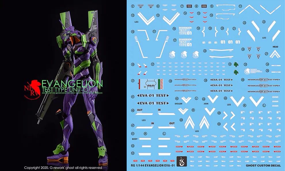 [Yan] RG Evangelion Unit 01 Eva Waterslide Decal 1/100 Ghost Custom ...