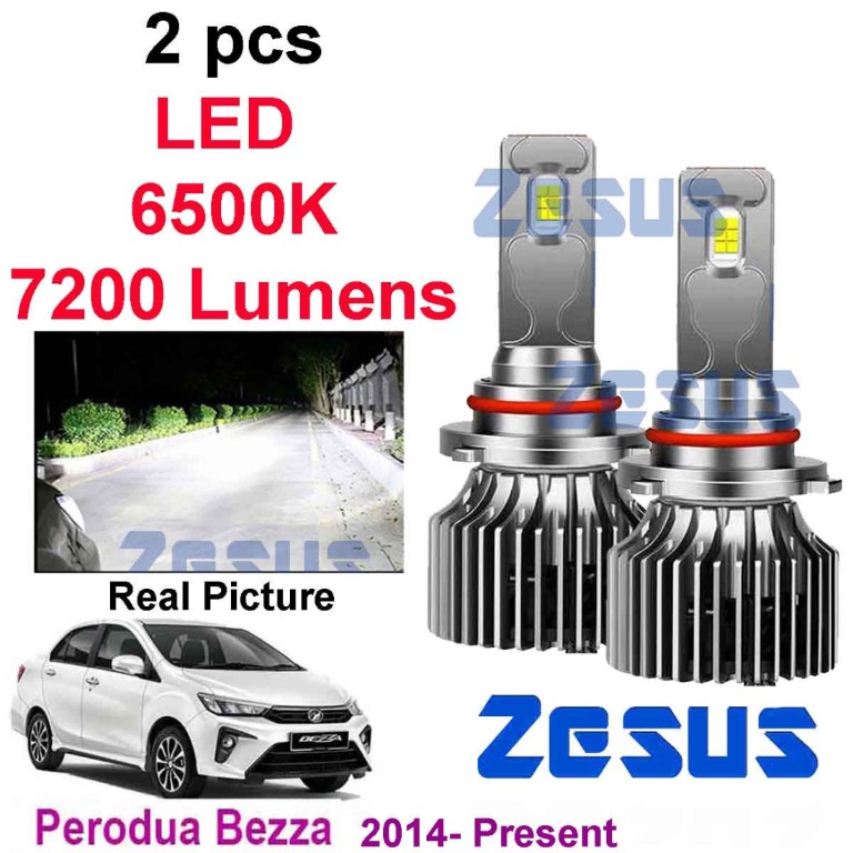 1 Pair 6500K 7200 Lumens WHITE Bright Putih BULD Car Headlight LED ...