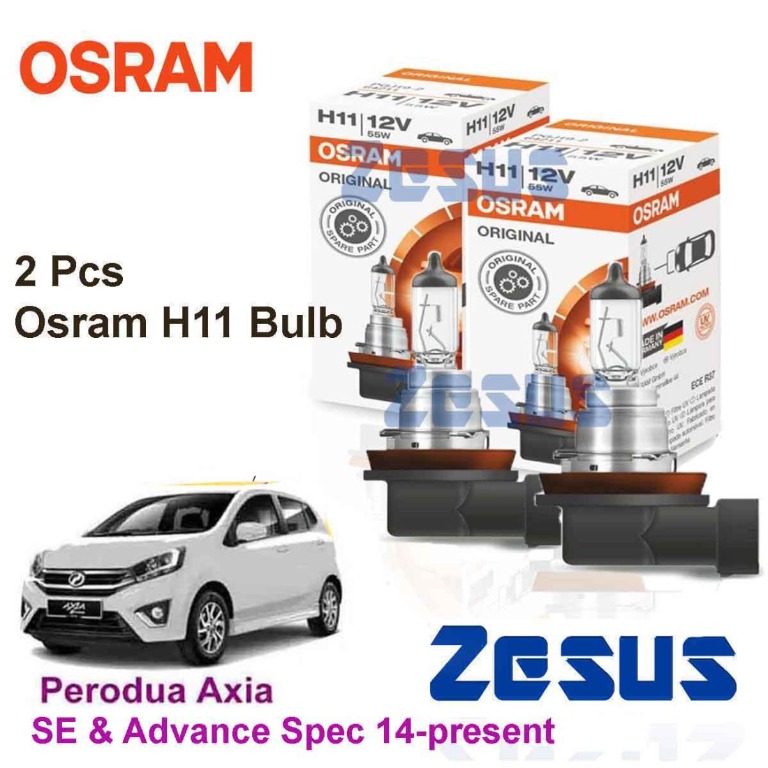 2 Pcs x Mentol Lampu Zesus Osram Headlamp lamp Halogen Bosch Bulb H4 12v Perodua Axia SE Spec Advanced Spec