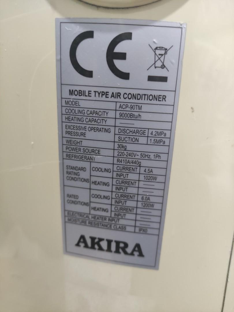 Akira potable air conditioning for sale, TV & Home Appliances, Air ...