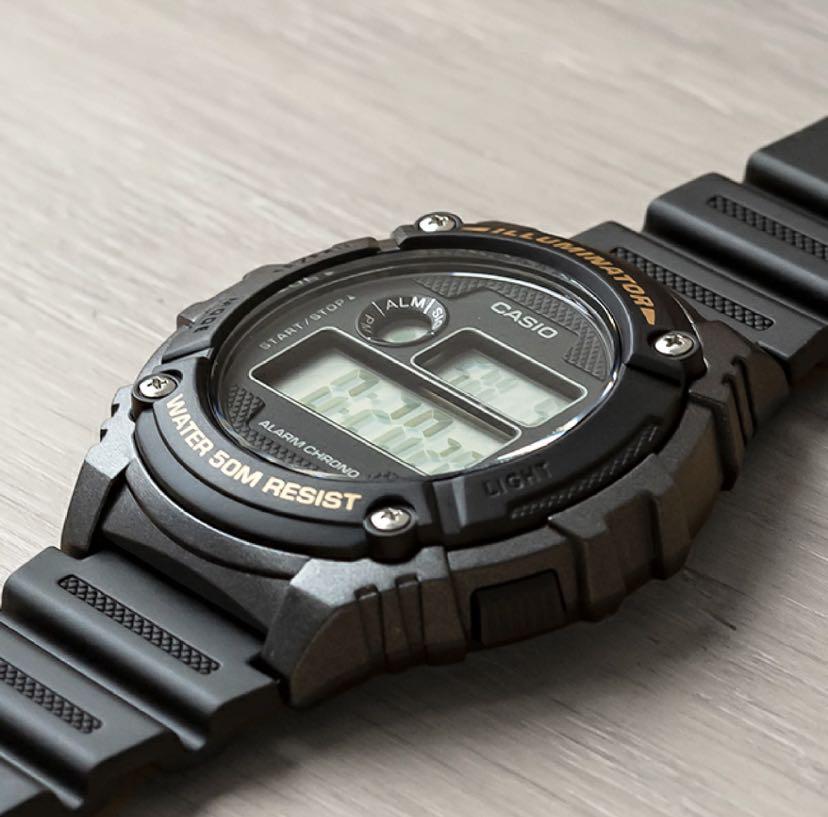 Casio Illuminator W-216H-1B Digital Quartz W216H-1B Black Strap W216 ...