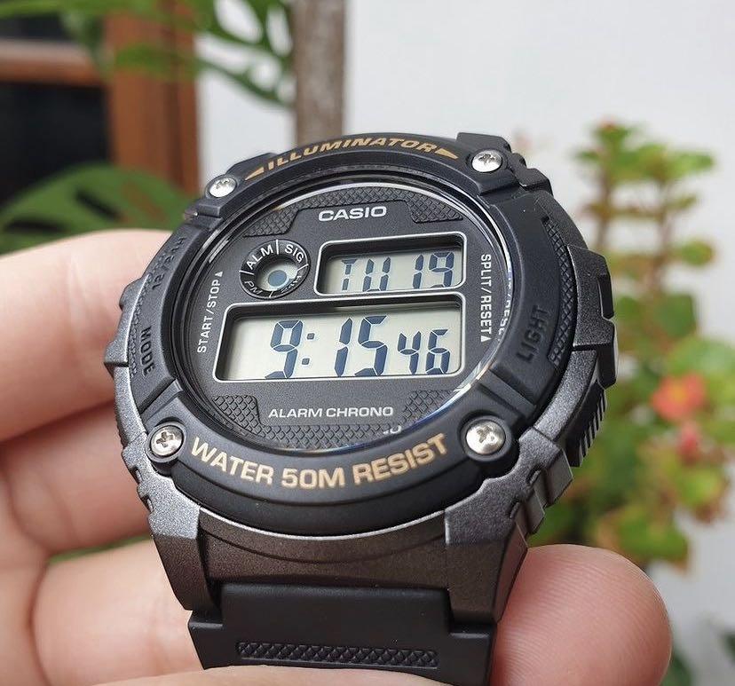 Casio Illuminator W-216H-1B Digital Quartz W216H-1B Black Strap W216 ...