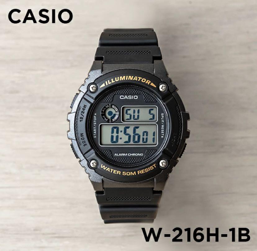 Casio Illuminator W-216H-1B Digital Quartz W216H-1B Black Strap W216 ...