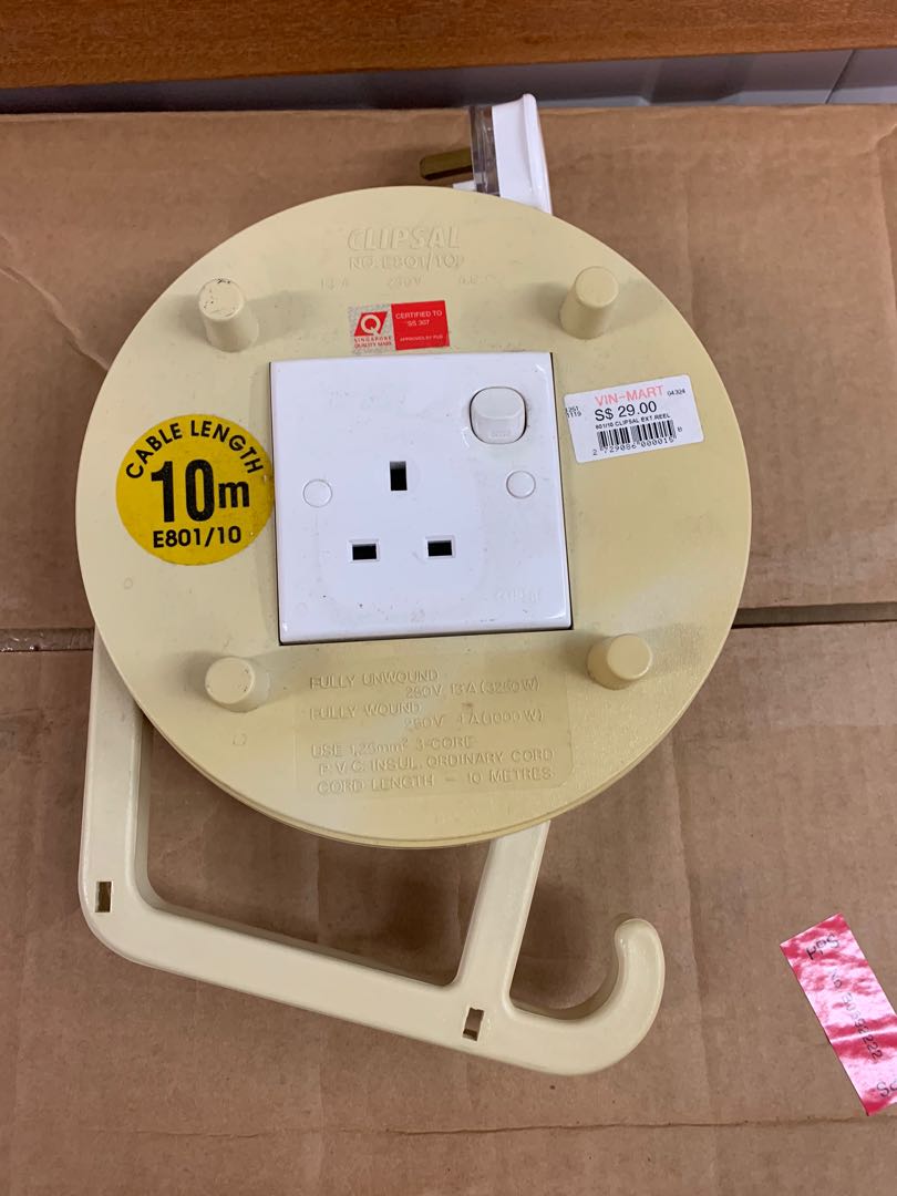 CLIPSAL 10M Extension Cord Handle Winding Retractable Cable Wire, TV ...