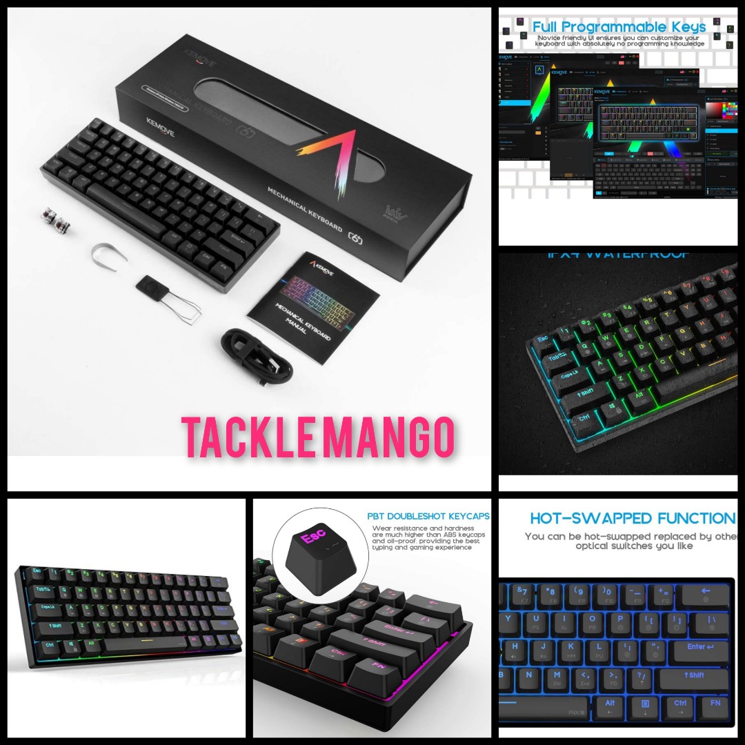 DIERYA Gaming Keyboard,61 Keys Wired RGB Backlit Mechanical Keyboard ...
