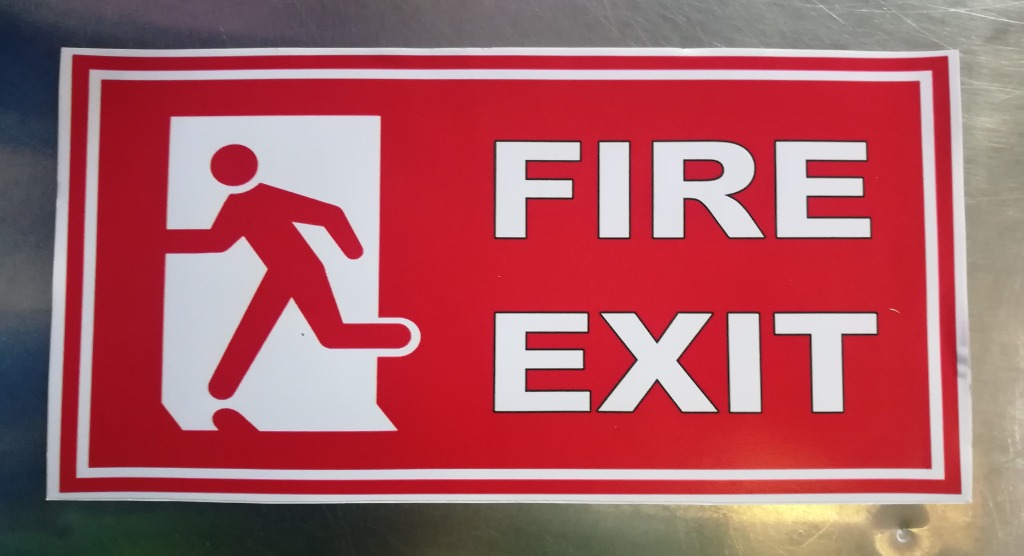 Fire Exit, Fire Alarm, Fire Extinguisher, No smoking Sign Sticker ...