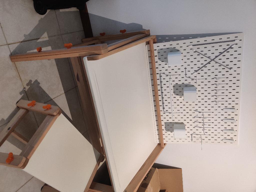 Flisat Ikea Childrens Ajustable Table and Stool/Bench with Skadis ...