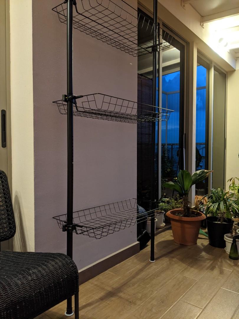 Floor Ceiling Full Length Rack Pole Industrial Wardrobe Planter Shelves ...