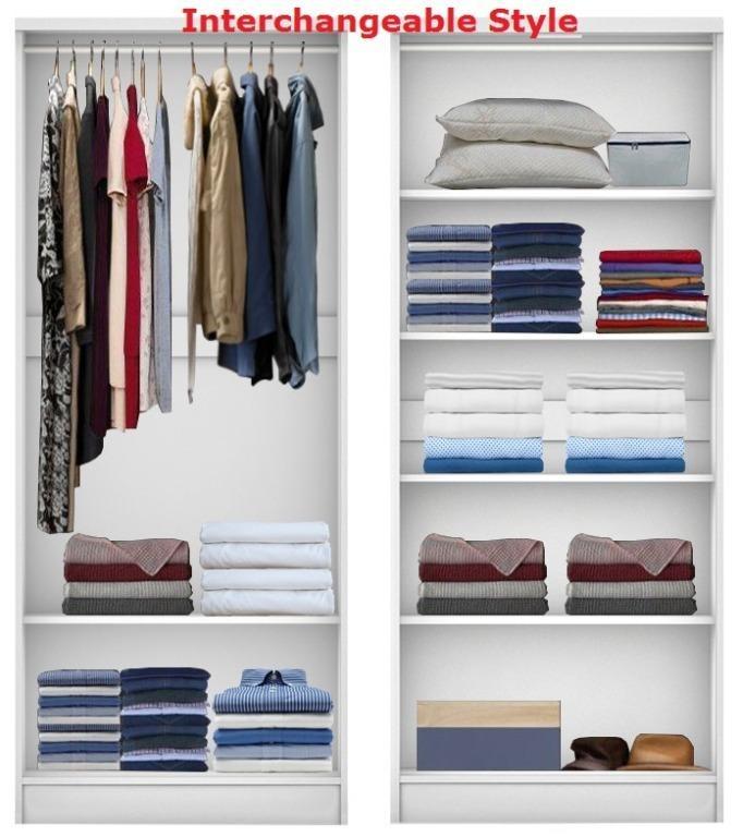 Minimalist 2-Door Removable Shelving Wardrobe Cupboard Closet Cabinet ...
