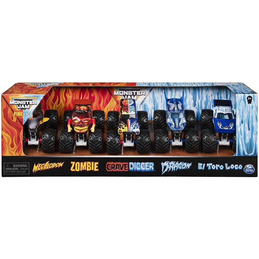 Monster Jam Official Fire & Ice 5-Pack of 1:64 Scale Monster Trucks ...