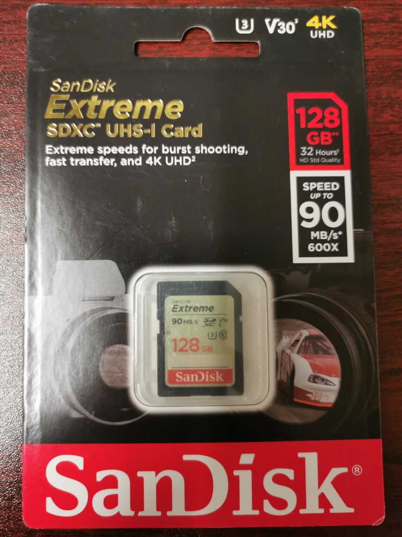 全新SanDisk Extreme SDXC 128gb 90MB sd crad, 攝影器材, 攝影配件, 閃光燈 - Carousell