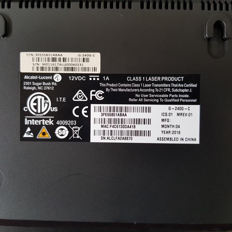 Singtel Alcatel-Lucent Optical Network Terminal (ONT), Computers & Tech ...