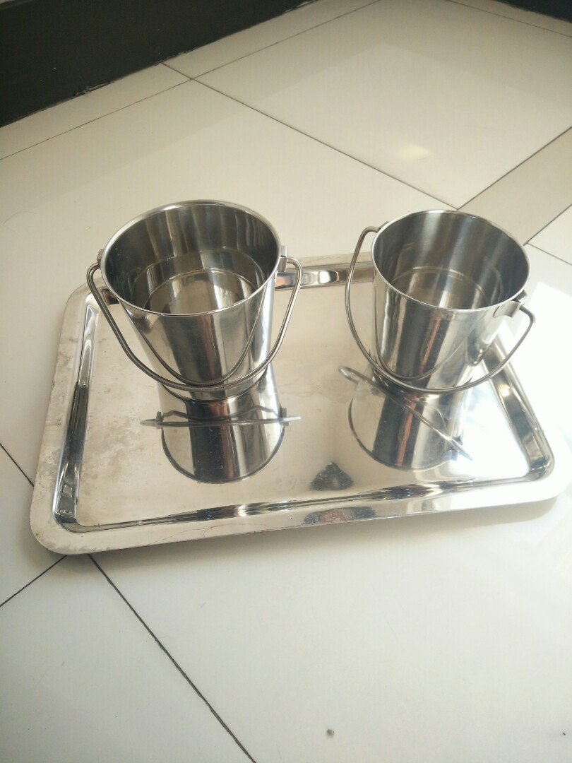 Stainless tray and buckets, Furniture & Home Living, Kitchenware ...