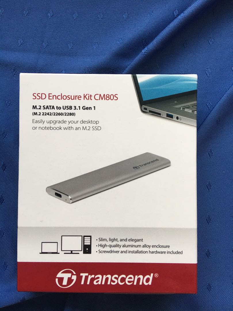 Transcend M.2 2280 SATA SSD USB-C USB 3.1 Gen 1 Enclosure Kit (Up to 80mm, FOR USE WITH M.2 SATA ...