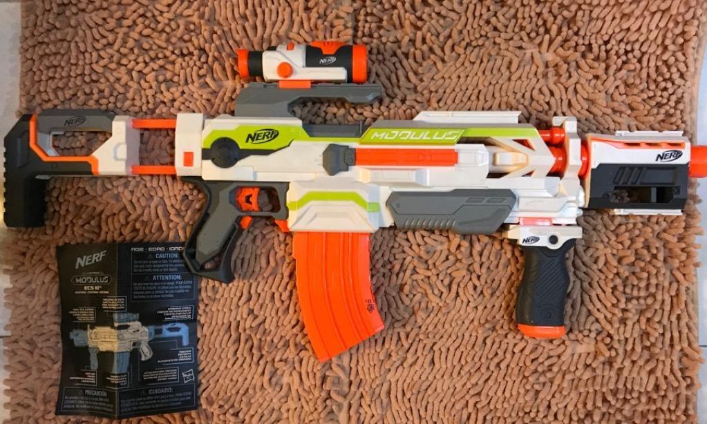 All New Nerf N-Strike Modulus ECS-10 OT Orange Trigger-Motorized ...