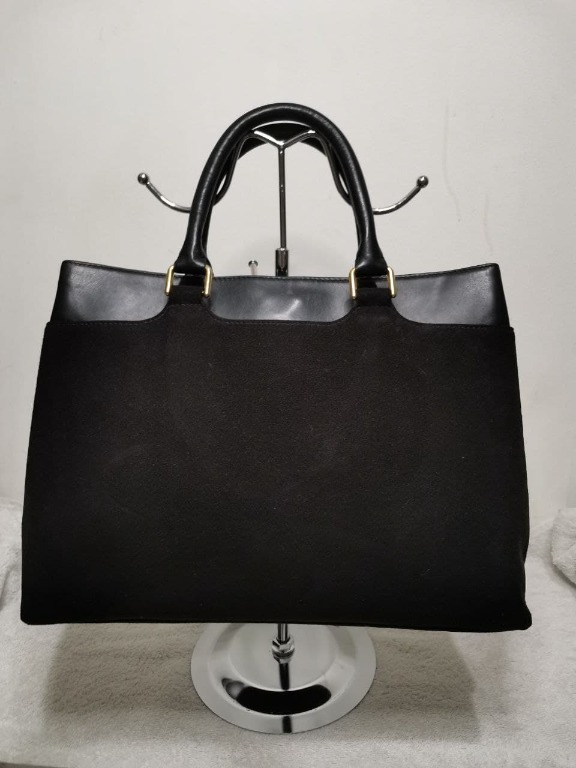Hamano Black Office Designer Bag Standalone Suede Leather, Luxury, Bags & Wallets on Carousell