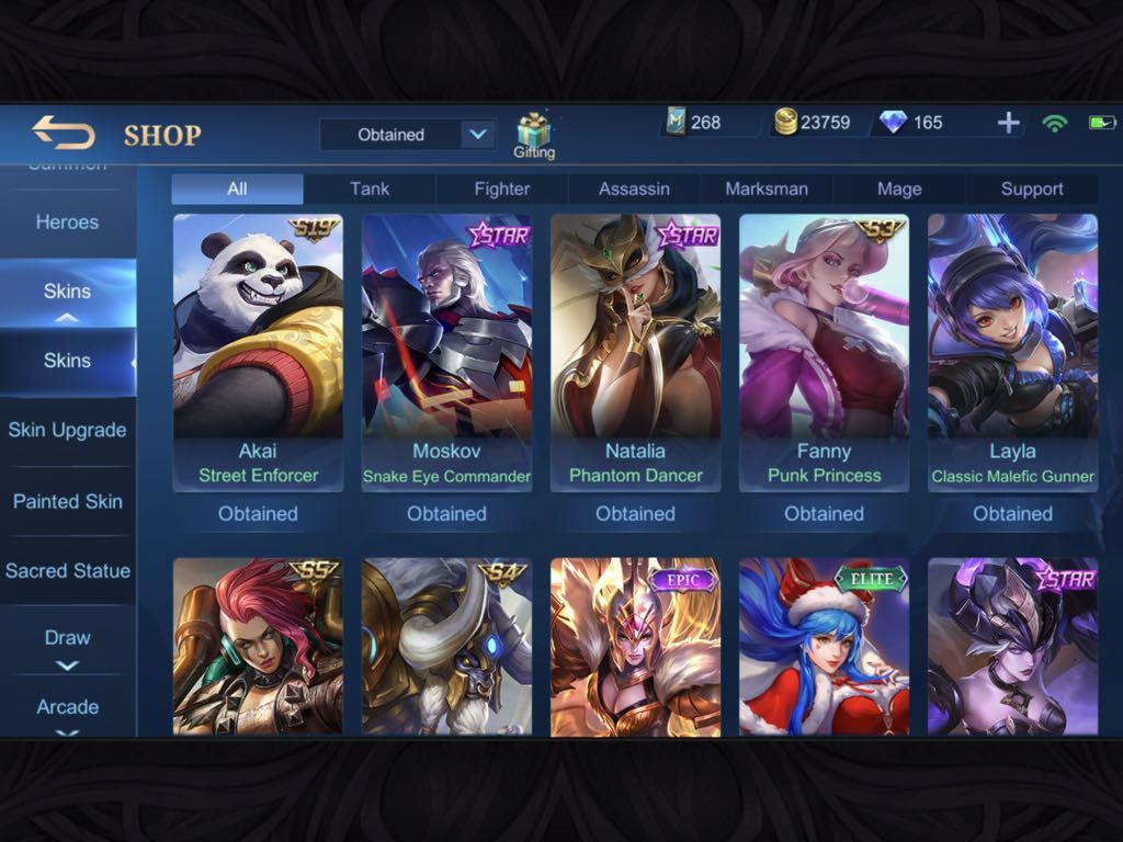 Mlbb / ML Account 10 epic skins, Video Gaming, Gaming Accessories, Game ...
