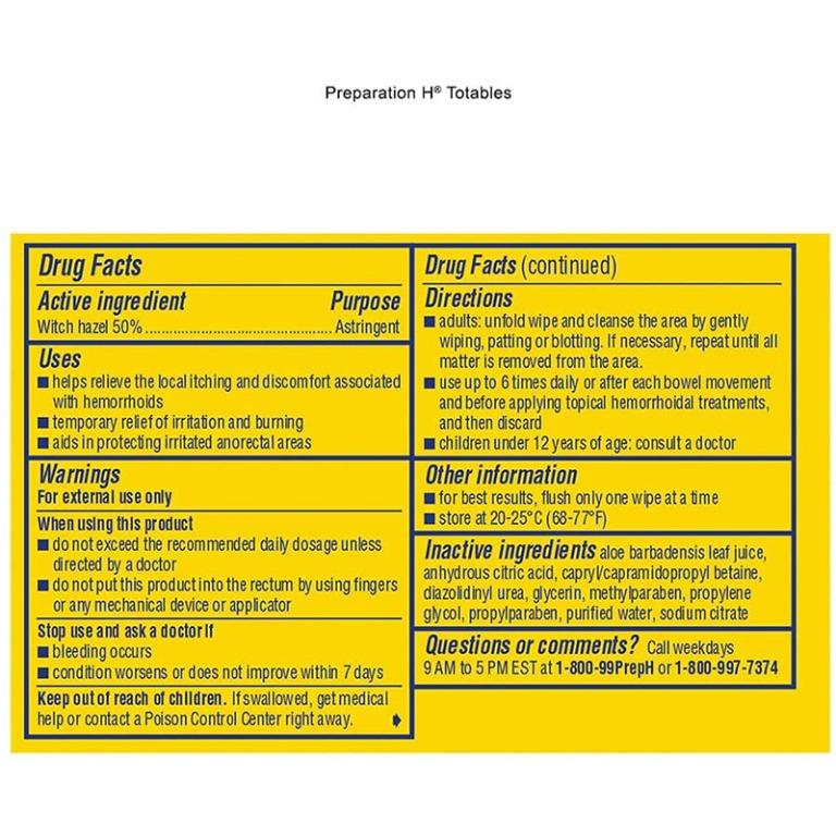 Preparation H Flushable Medicated Hemorrhoid Wipes Maximum Strength ...